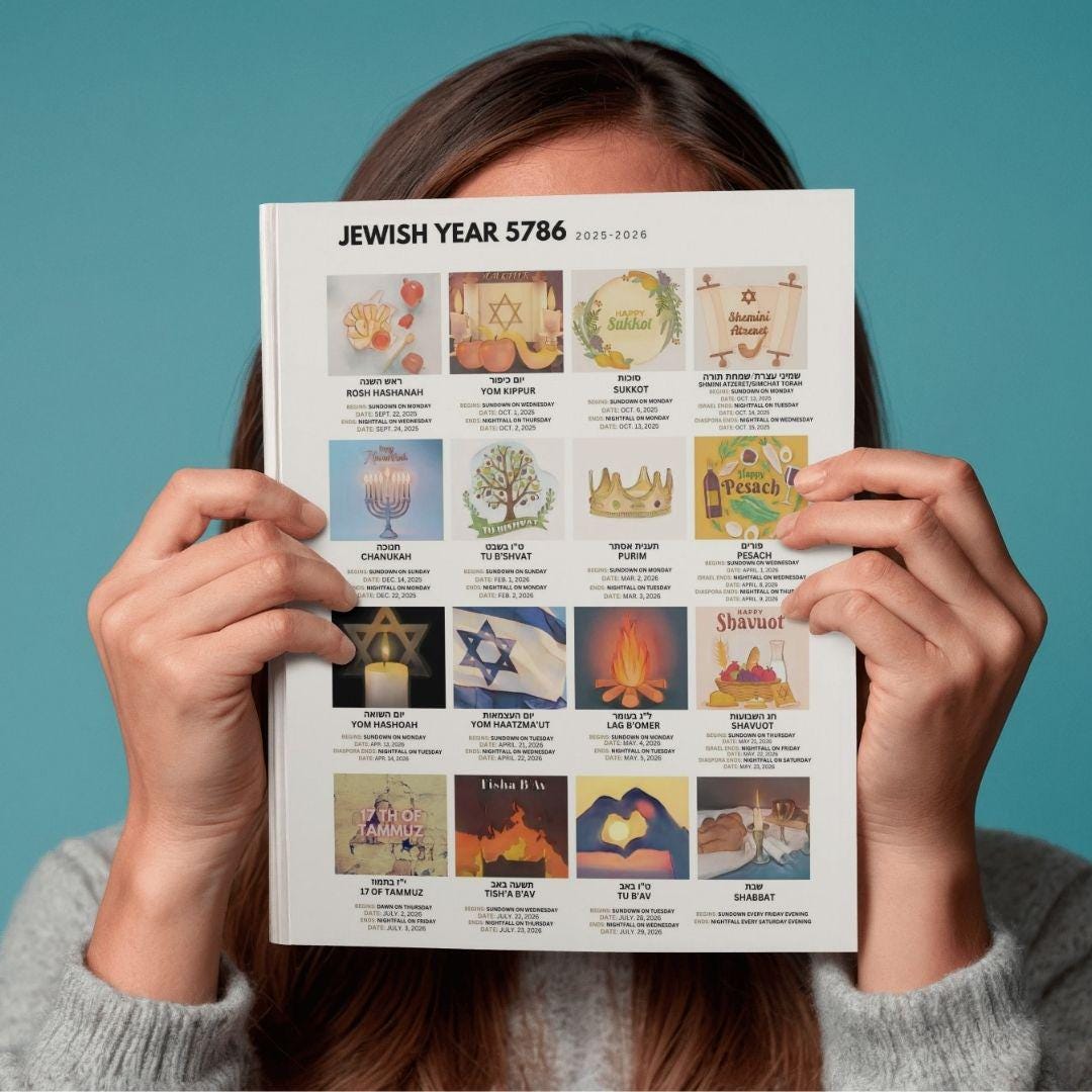 Jewish Holiday Calendar 2026 | Hebrew Year 5786 Art Print - Etsy