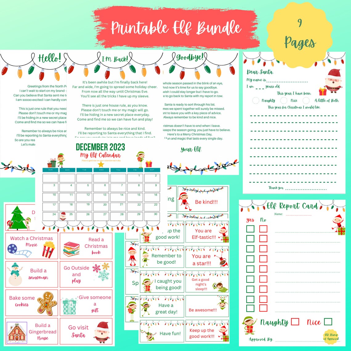 Instant Download Christmas Elf Bundle, Print at Home, Elf Activity, Non ...