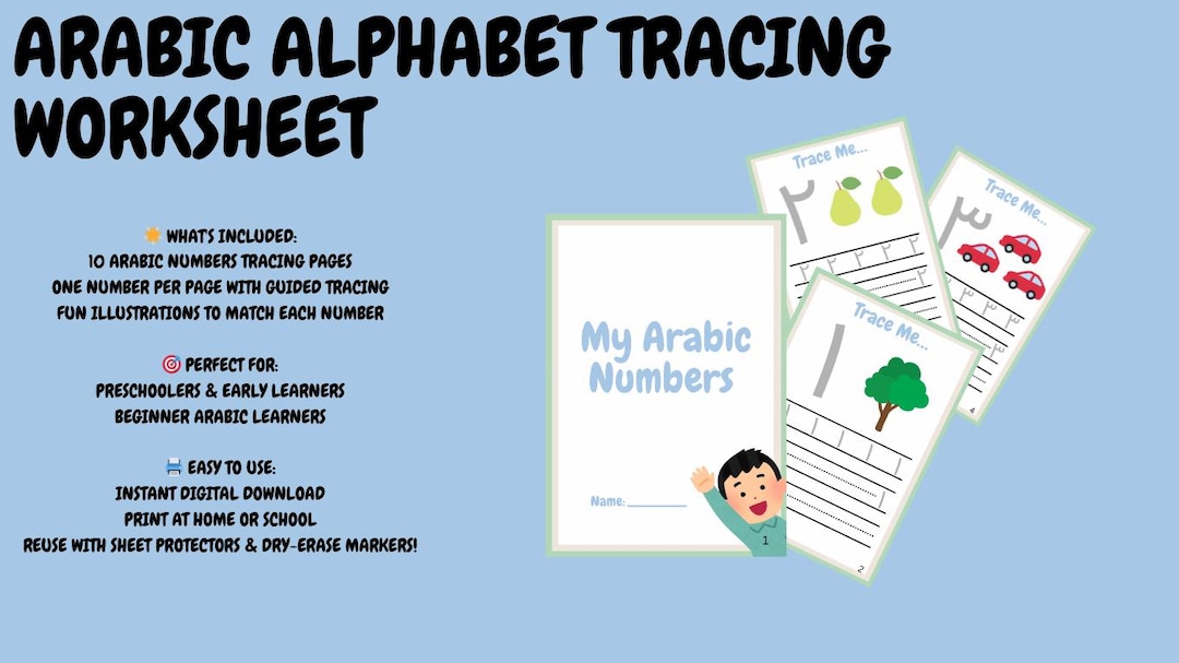 Arabic Numbers Tracing Worksheet - Etsy