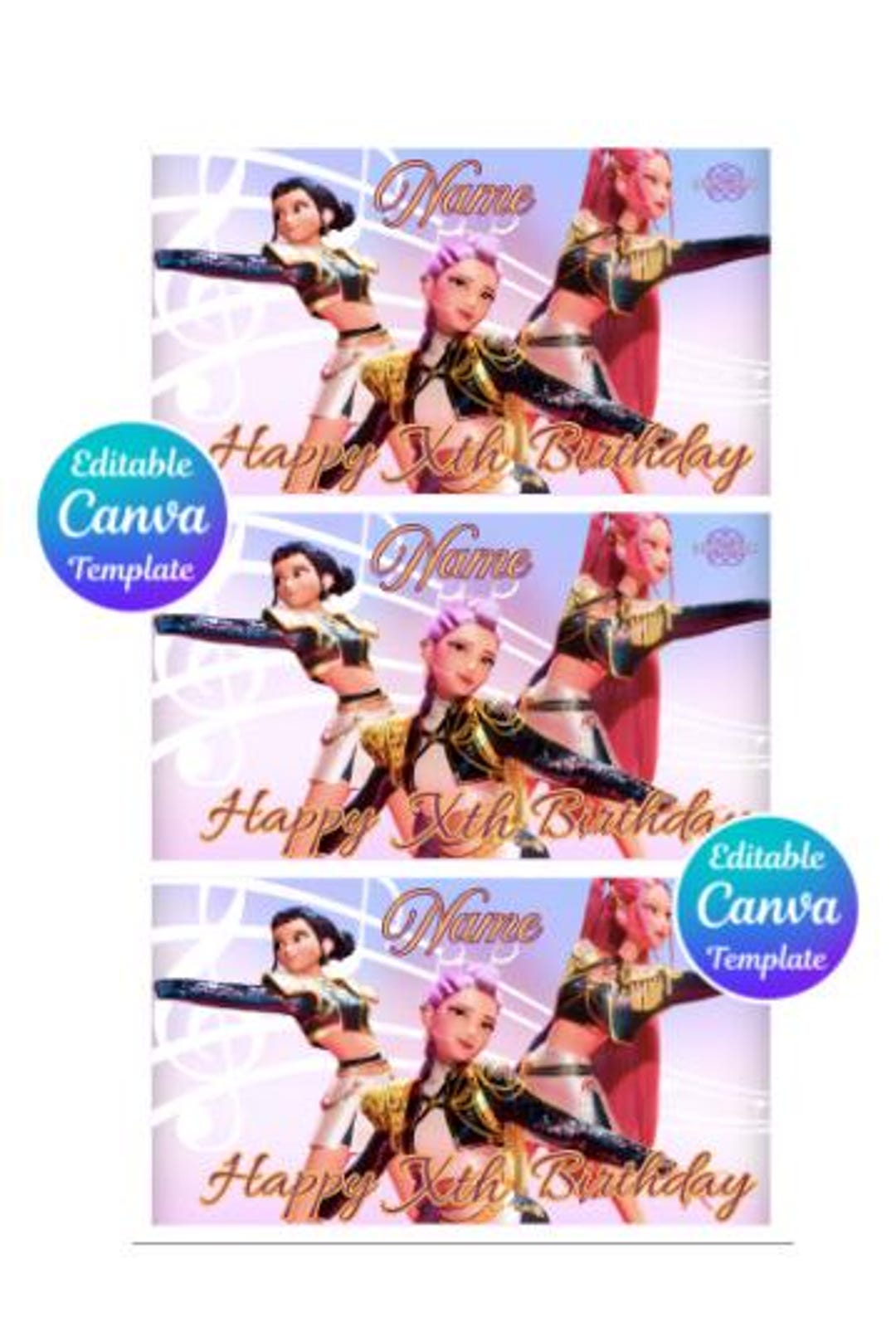 Huntrix Kpop Demon Hunters Gable Box Labels/treat Box Labels Template ...