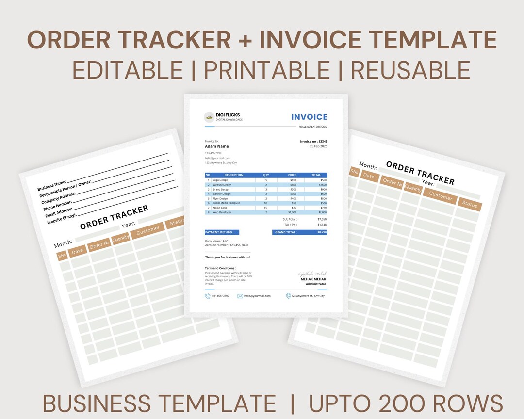 Small Business Order Tracker Printable | Editable Order Log Canva ...