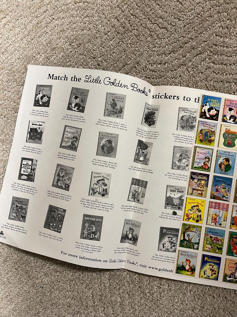 Little Golden Book Matching Stickers - Etsy