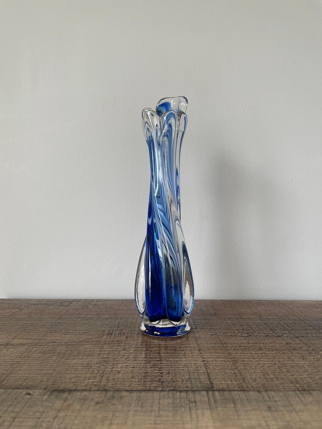 Vintage MCM Cobalt Blue Hand Blown Swung Vase - Etsy
