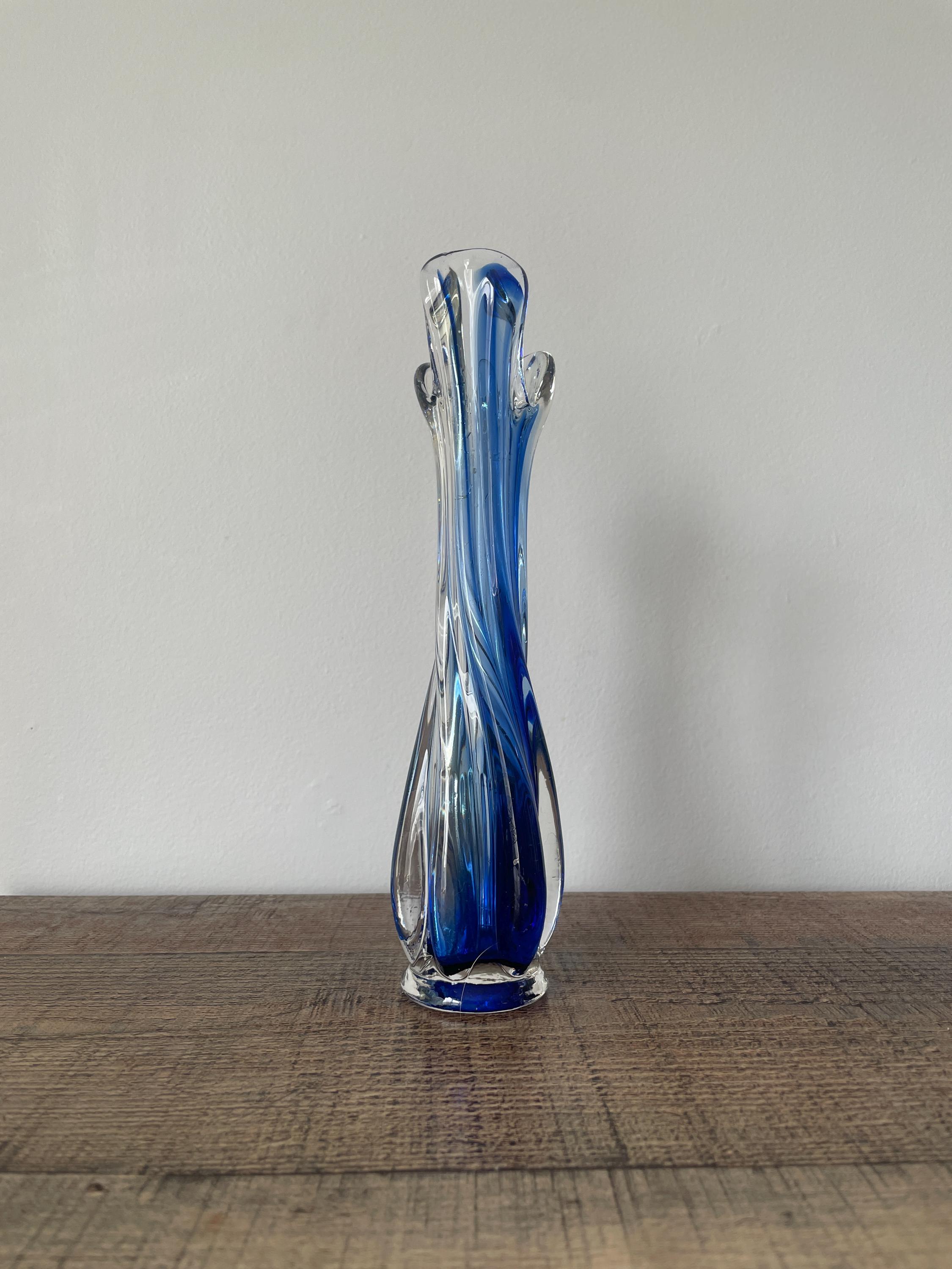 Vintage MCM Cobalt Blue Hand Blown Swung Vase - Etsy