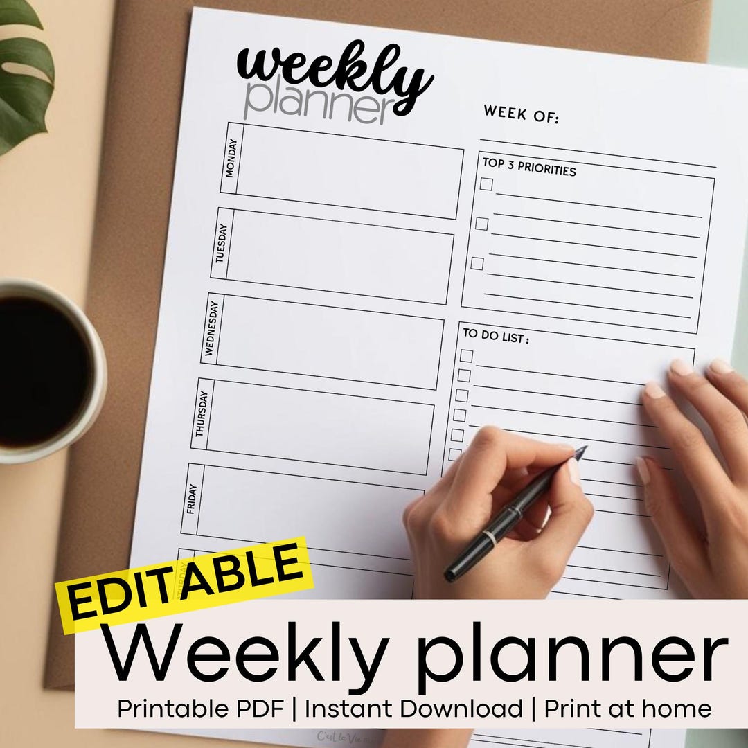 ADHD Weekly Planner Printable PDF | Undated Weekly Schedule Mom Life ...