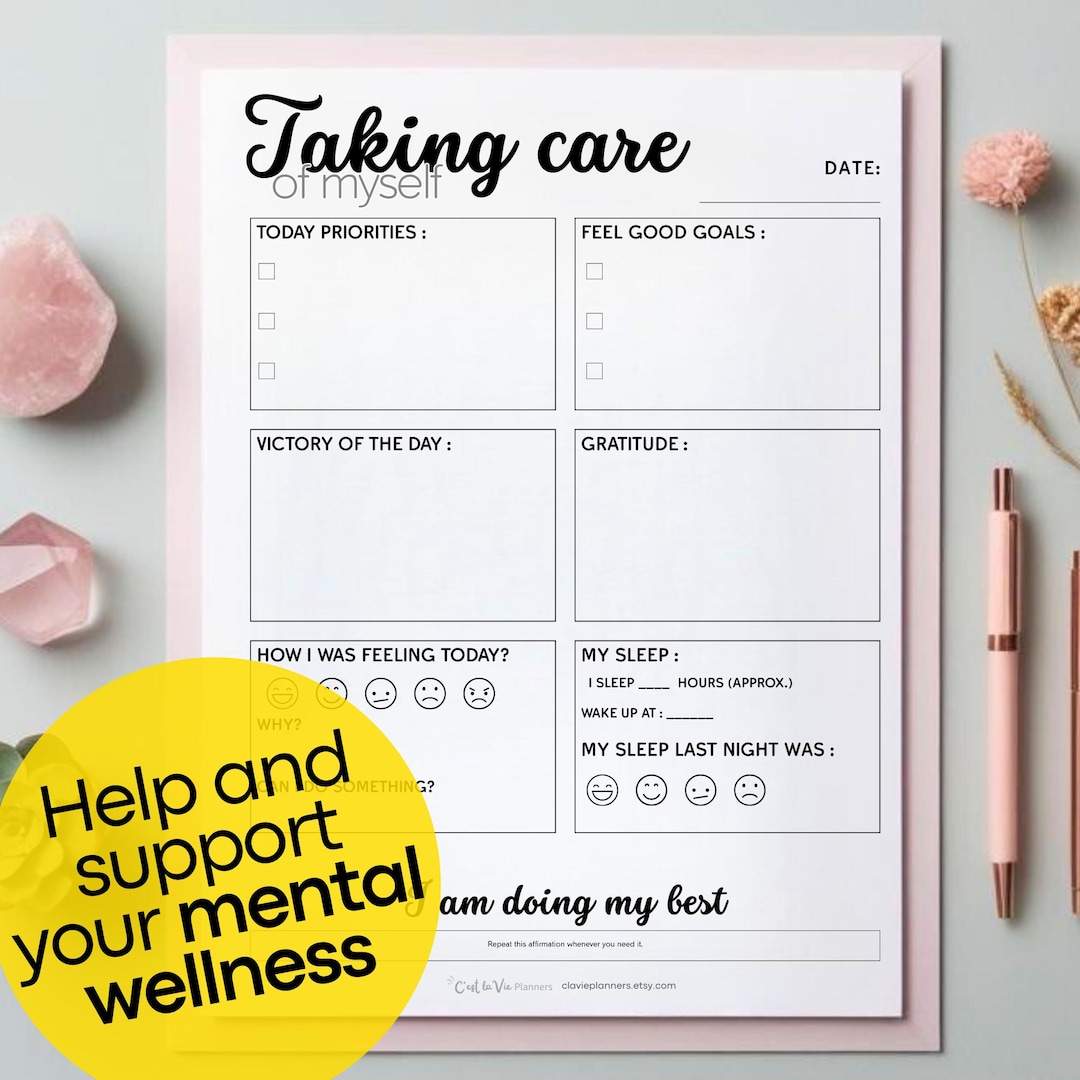Mental Health Printable Daily Planner Emotion Tracker and Feel Good ...