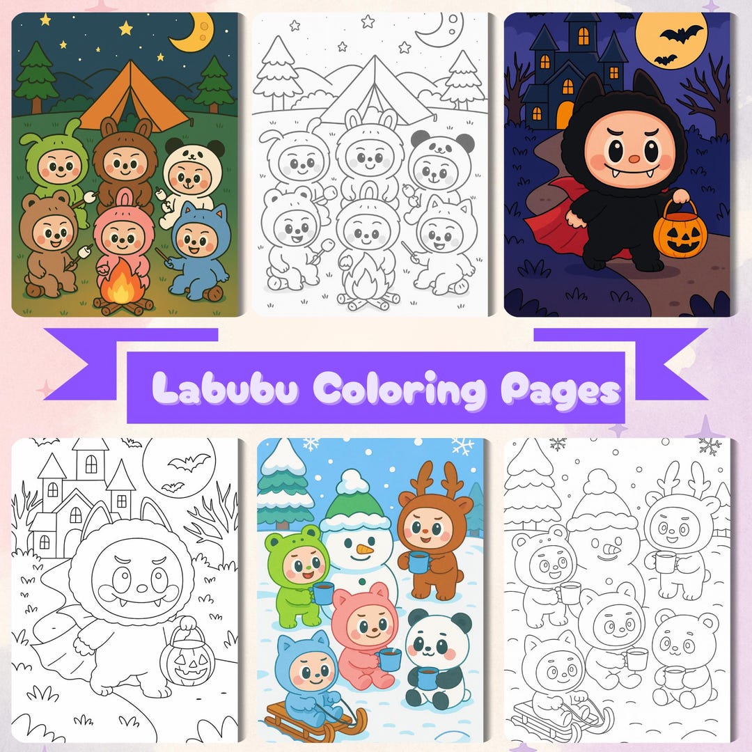 Labubu Coloring Pages 30 Unique Printable Pages, Digital Download , Fun ...