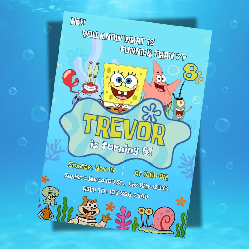 Spongebob Party Invites for Girl - Etsy