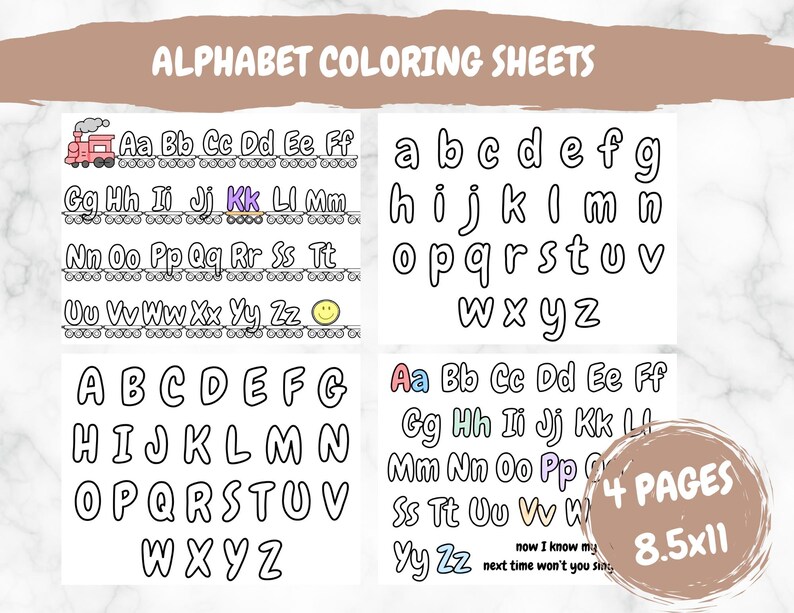 Alphabet Coloring Pages: Preschool ABC Worksheets (printable PDF) - Etsy