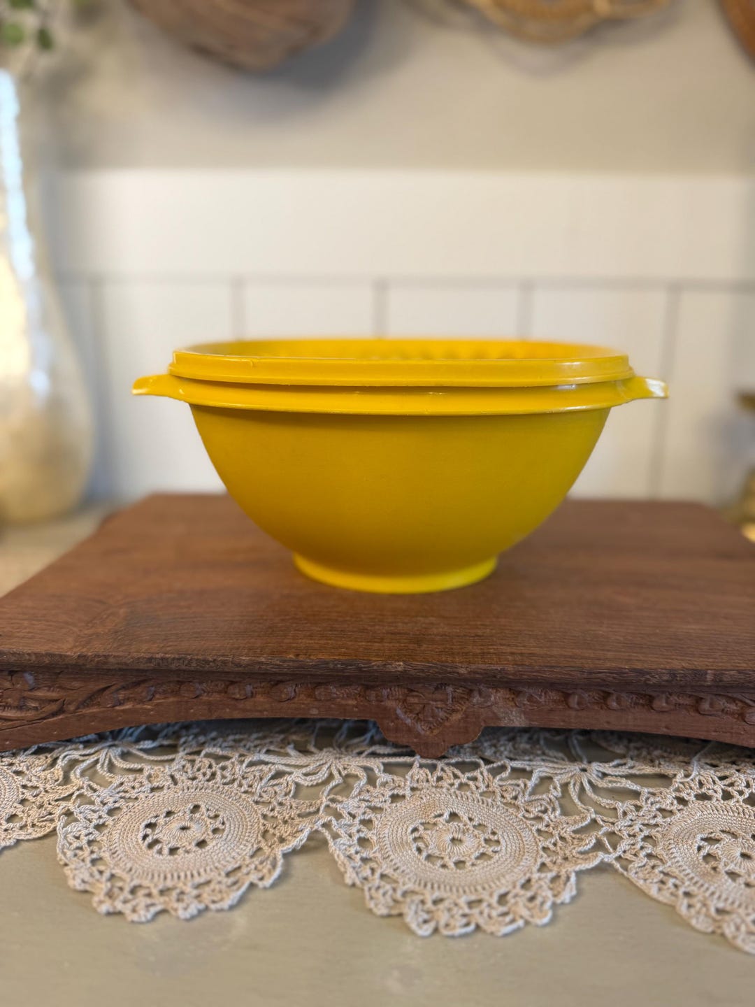 Vintage Yellow Tupperware Bowl W/lid - Etsy