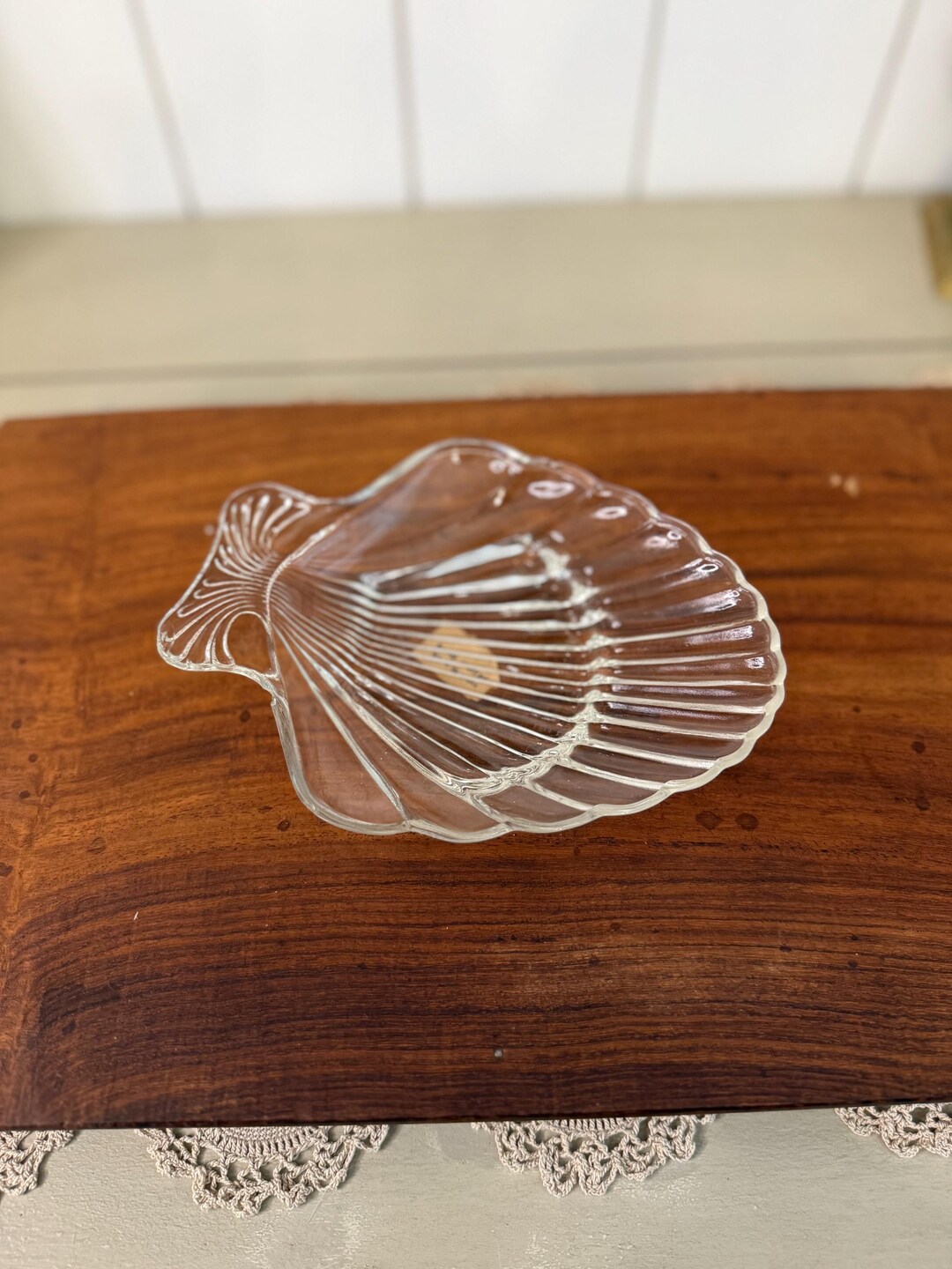 Vintage Clear Glass Shell Dish - Etsy