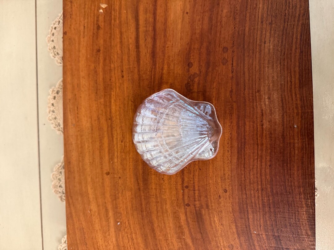 Vintage Iridescent Glass Shell Paperweight - Etsy