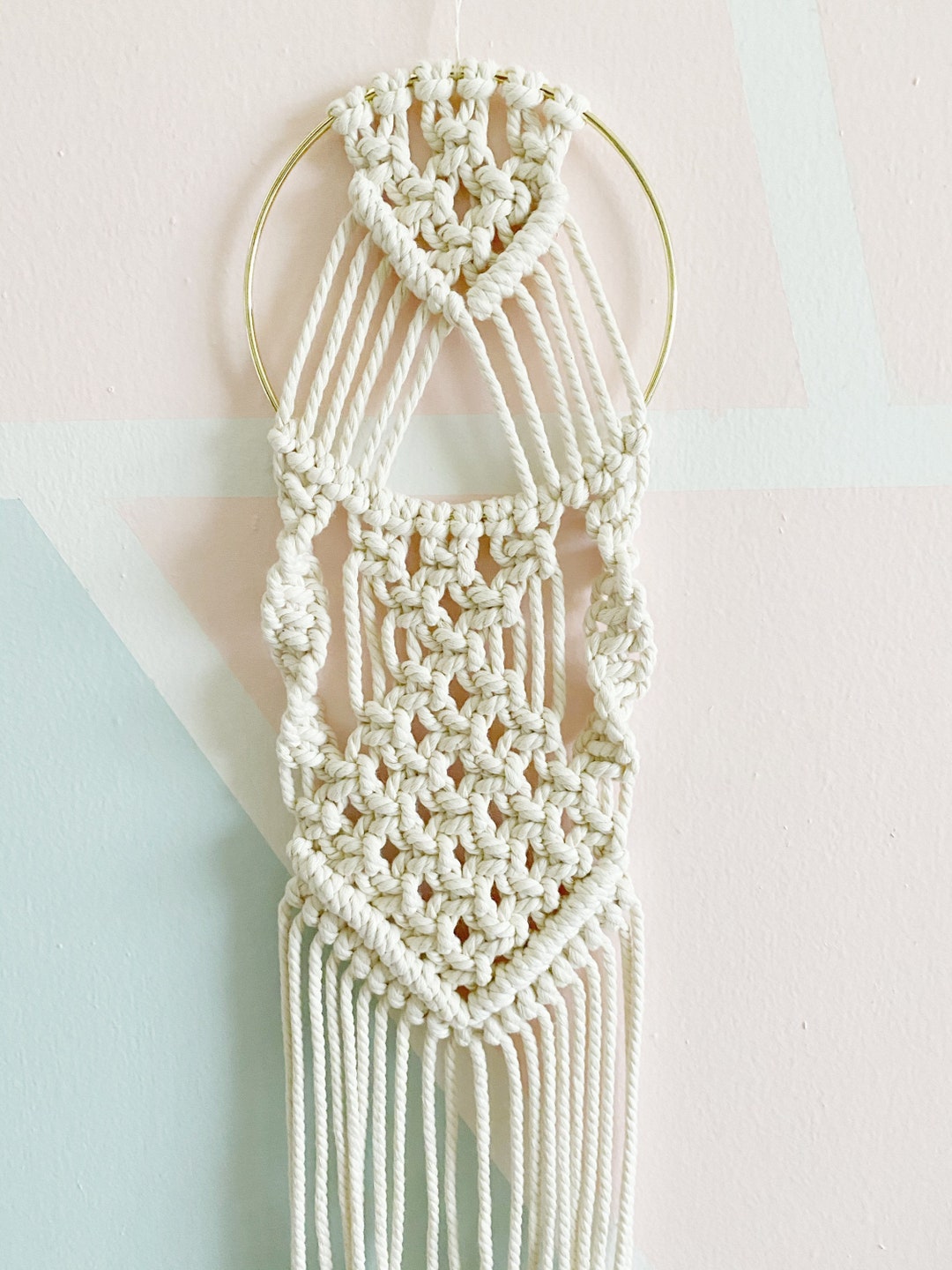 Medium Hoop Macrame Wall Hanging Pyramid - Etsy