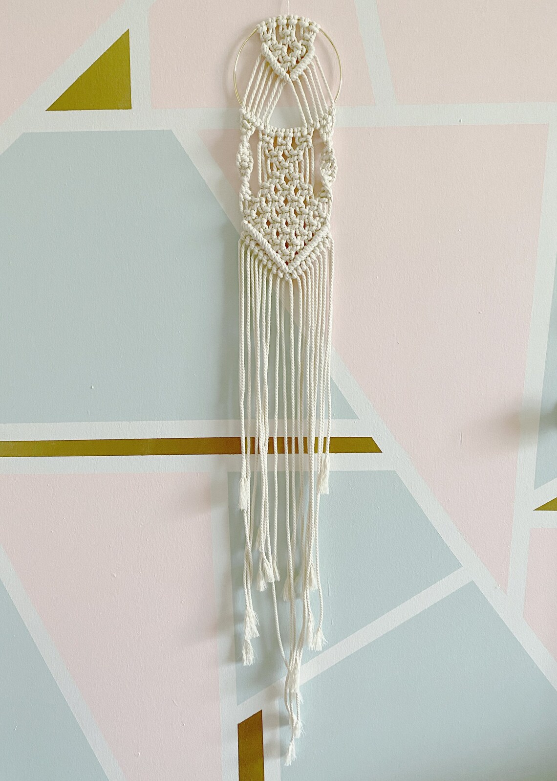 Medium Hoop Macrame Wall Hanging Pyramid - Etsy