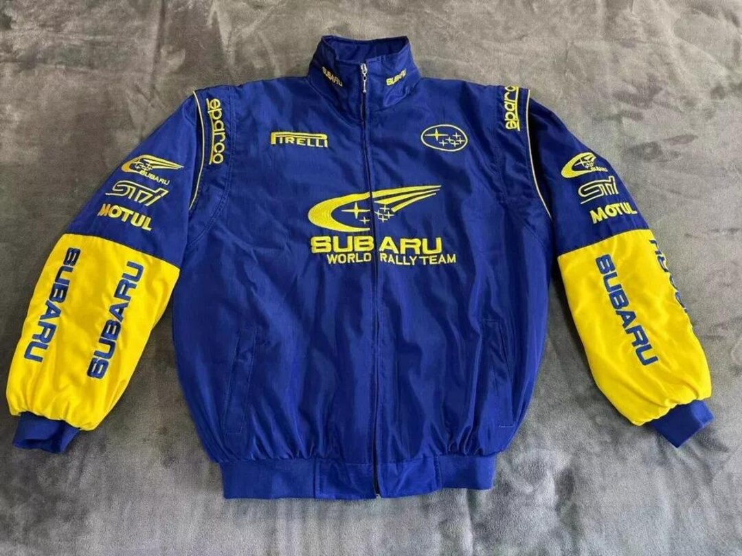 Unisex Blue Racing Jacket - Embroidered Cotton Padded F1 Style Jacket ...