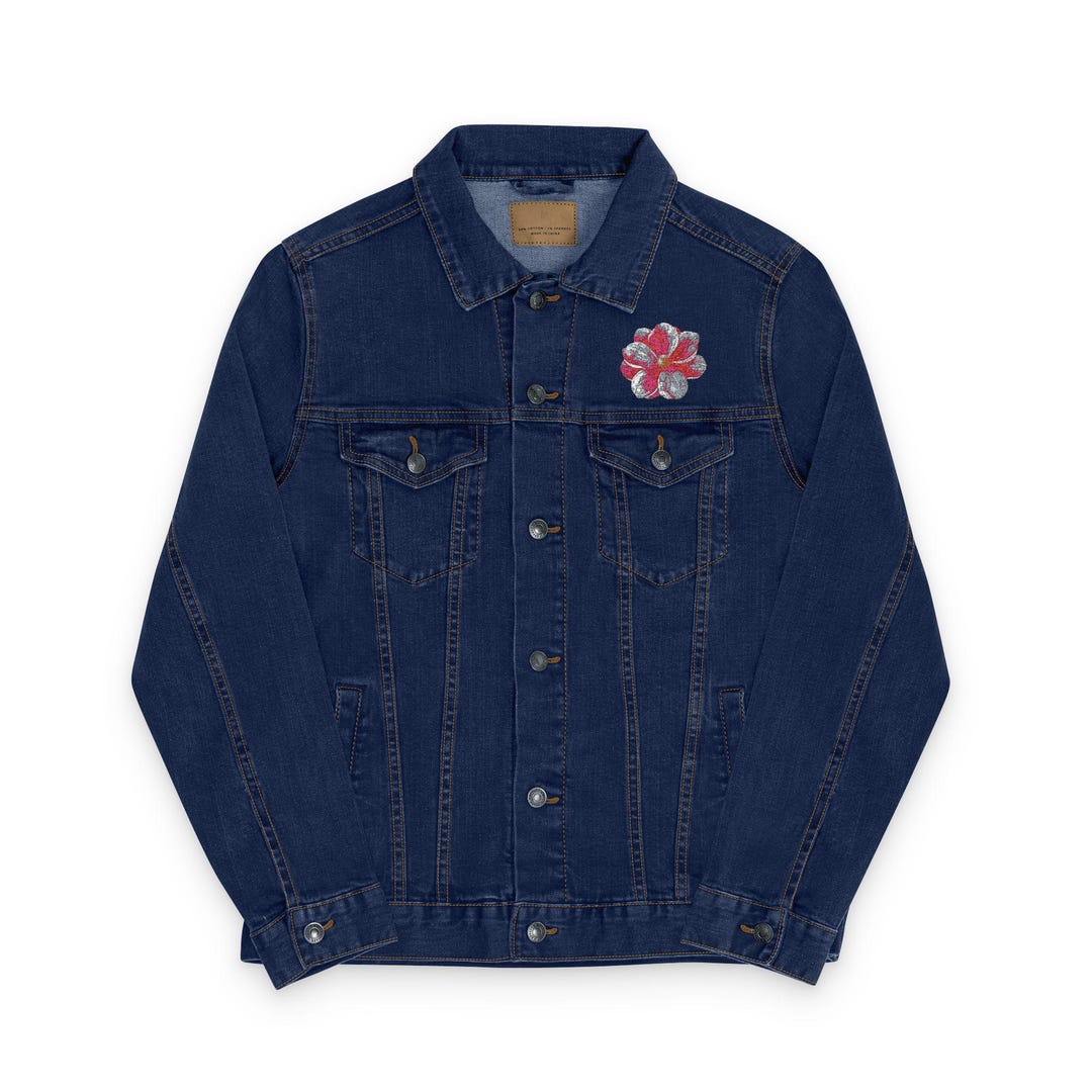 Embroidered Flower Denim Jacket, Women's Spring Flower Embroidery Jean ...