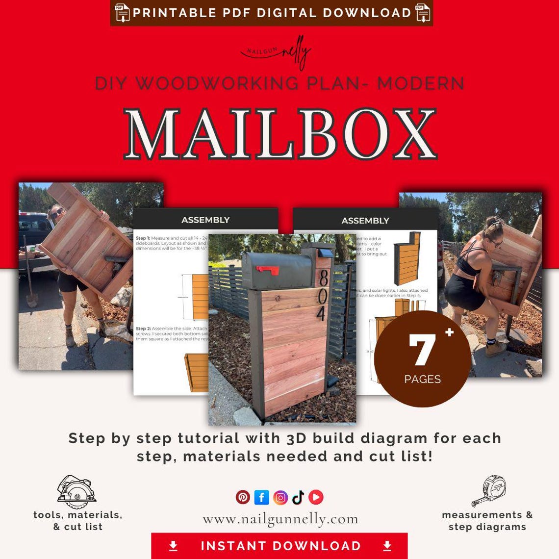 Modern Redwood Mailbox – DIY Plans | Step-by-step PDF Build Guide - Etsy