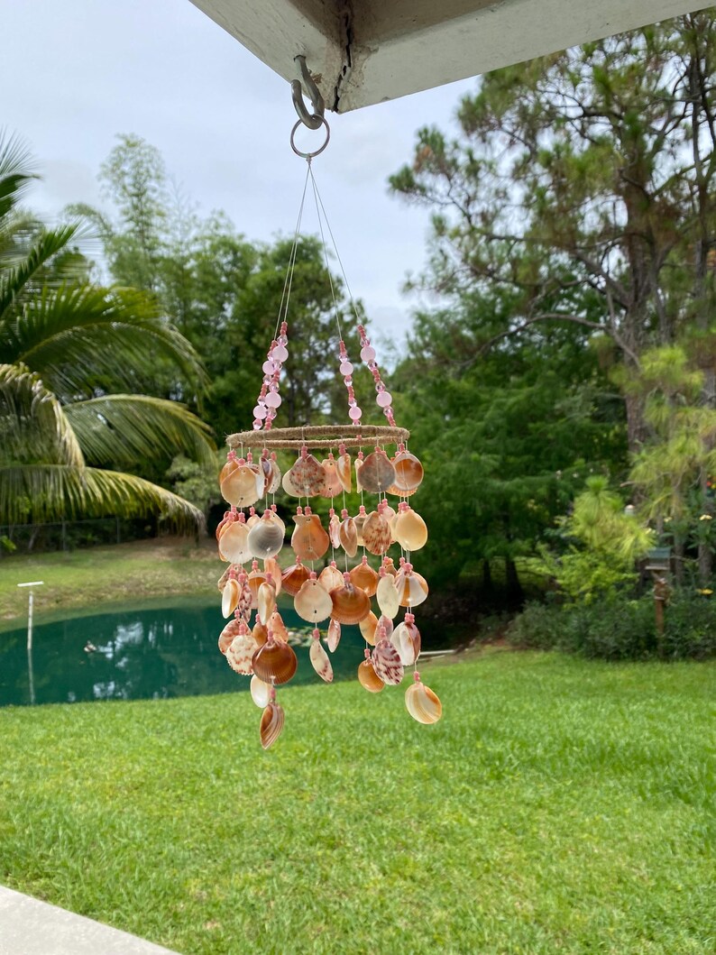 Pink Seashell Wind Chime – Handmade Coastal Decor With Real Shells ...
