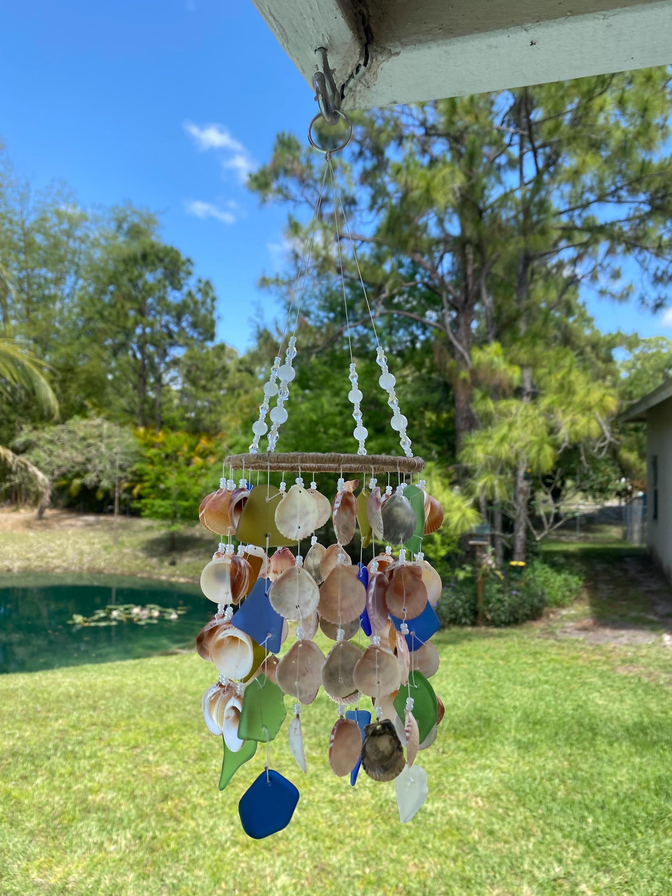 Handmade Seashell and Sea Glass Wind Chime – Coastal Outdoor Decor ...