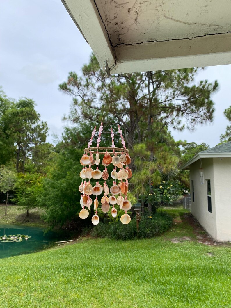 Pink Seashell Wind Chime – Handmade Coastal Decor With Real Shells ...