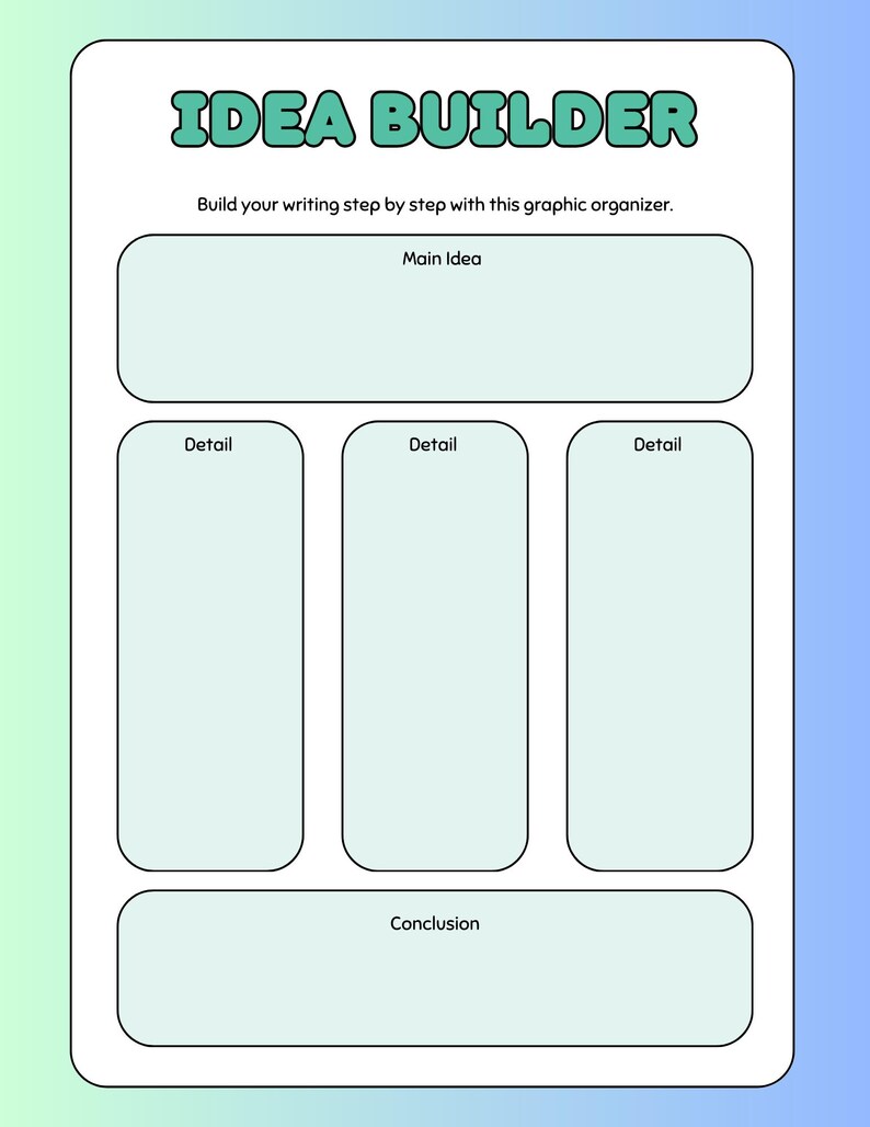 ELA- Idea Builder Worksheet - Etsy