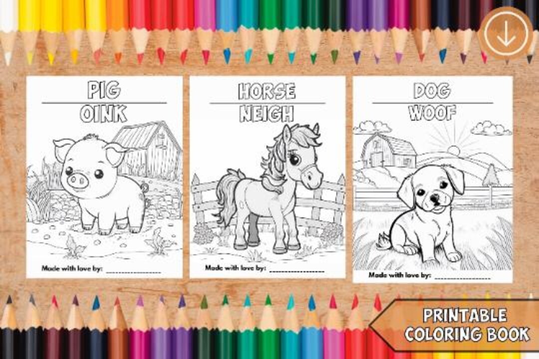 Farm Animals and Sounds Printable Coloring Book - Etsy