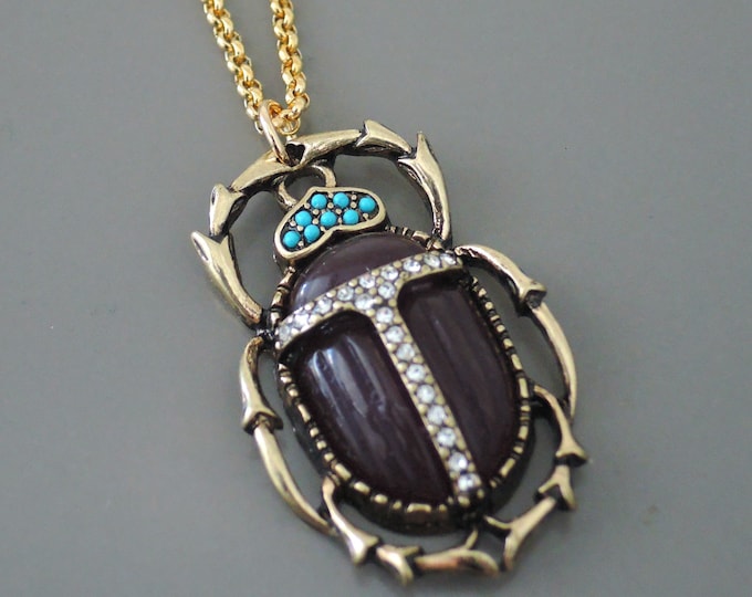 Vintage Jewelry Scarab Necklace Vintage Inspired Necklace | Etsy