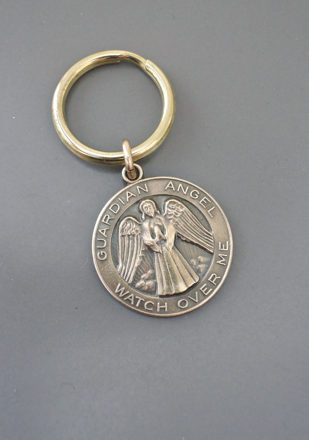 Vintage Brass Guardian Angel Pet ID Tag - Handmade Dog Cat Necklace ...