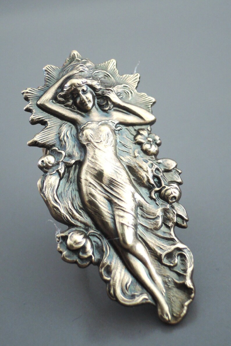 Art Nouveau Brass Ring: Adjustable Floral Statement Jewelry - Etsy