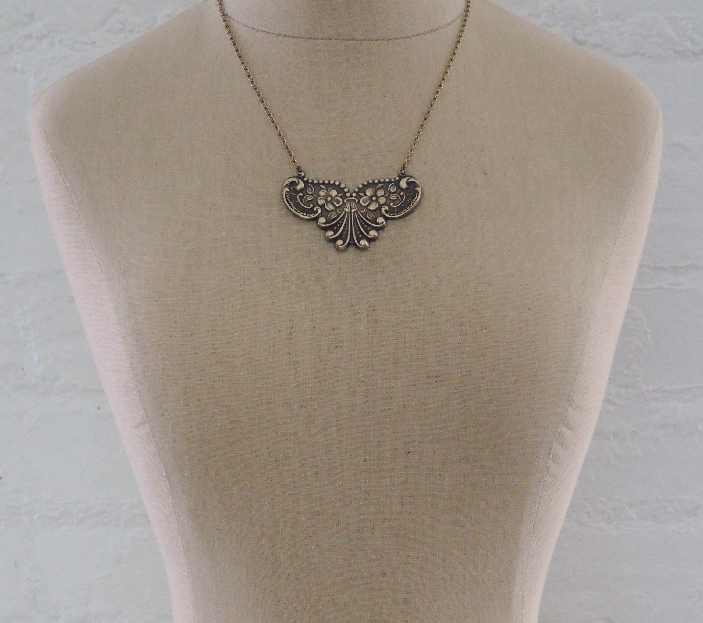 Vintage Brass Art Nouveau Necklace: Floral Statement Jewelry - Etsy