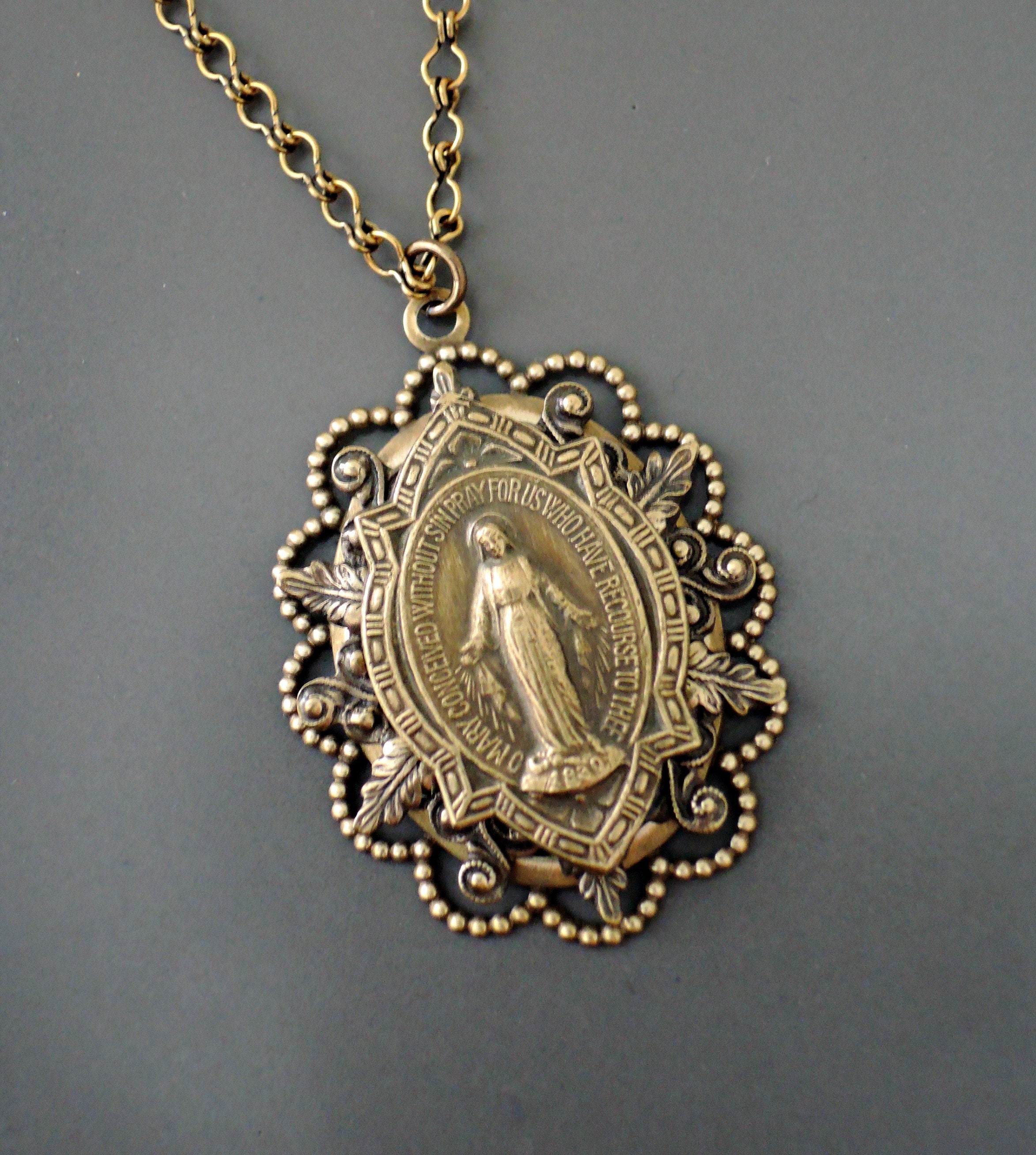 Vintage Brass Mother Mary Necklace: Catholic Spiritual Jewelry - Etsy