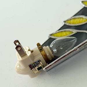 Yellow and Gray Stained Glass Electric Night Light, Flower Nightlight ...