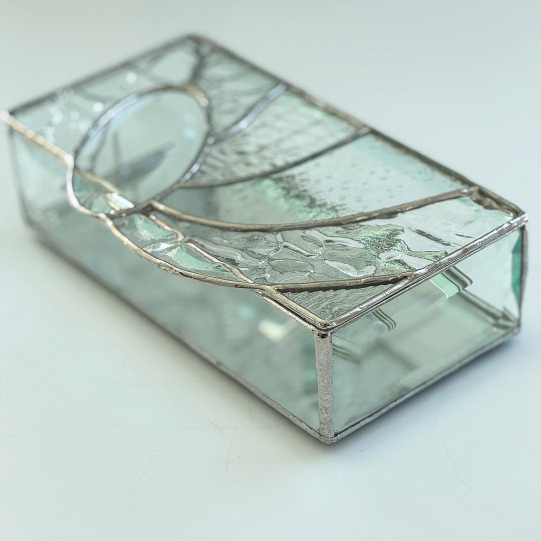 Stained Glass Box, Stained Glass Jewelry Box, Clear Texture Stained ...
