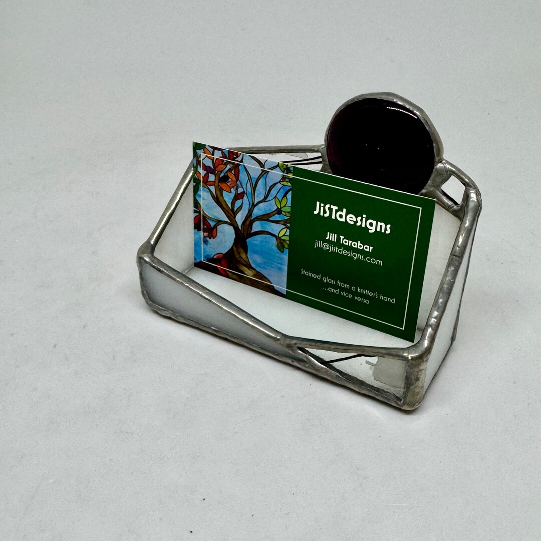 Stained Glass Business Card Holder, Black and White Stained Glass ...