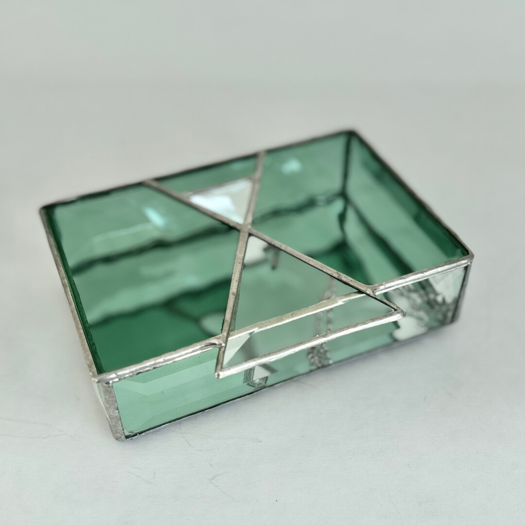 Teal Stained Glass Box, Stained Glass Jewelry Box, Stained Glass ...