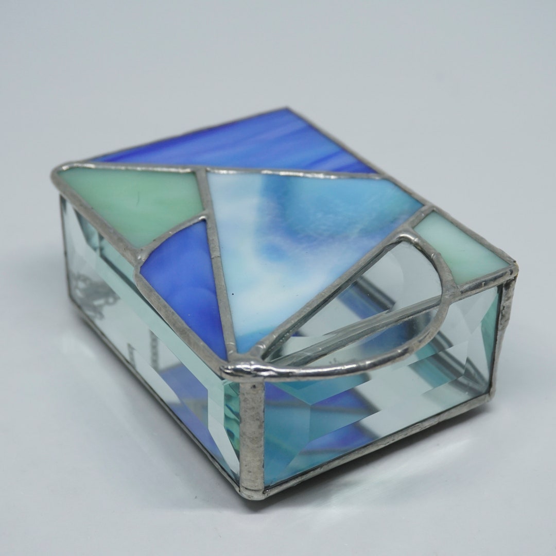 Stained Glass Box, Stained Glass Jewelry Box, Geometric Stained Glass ...