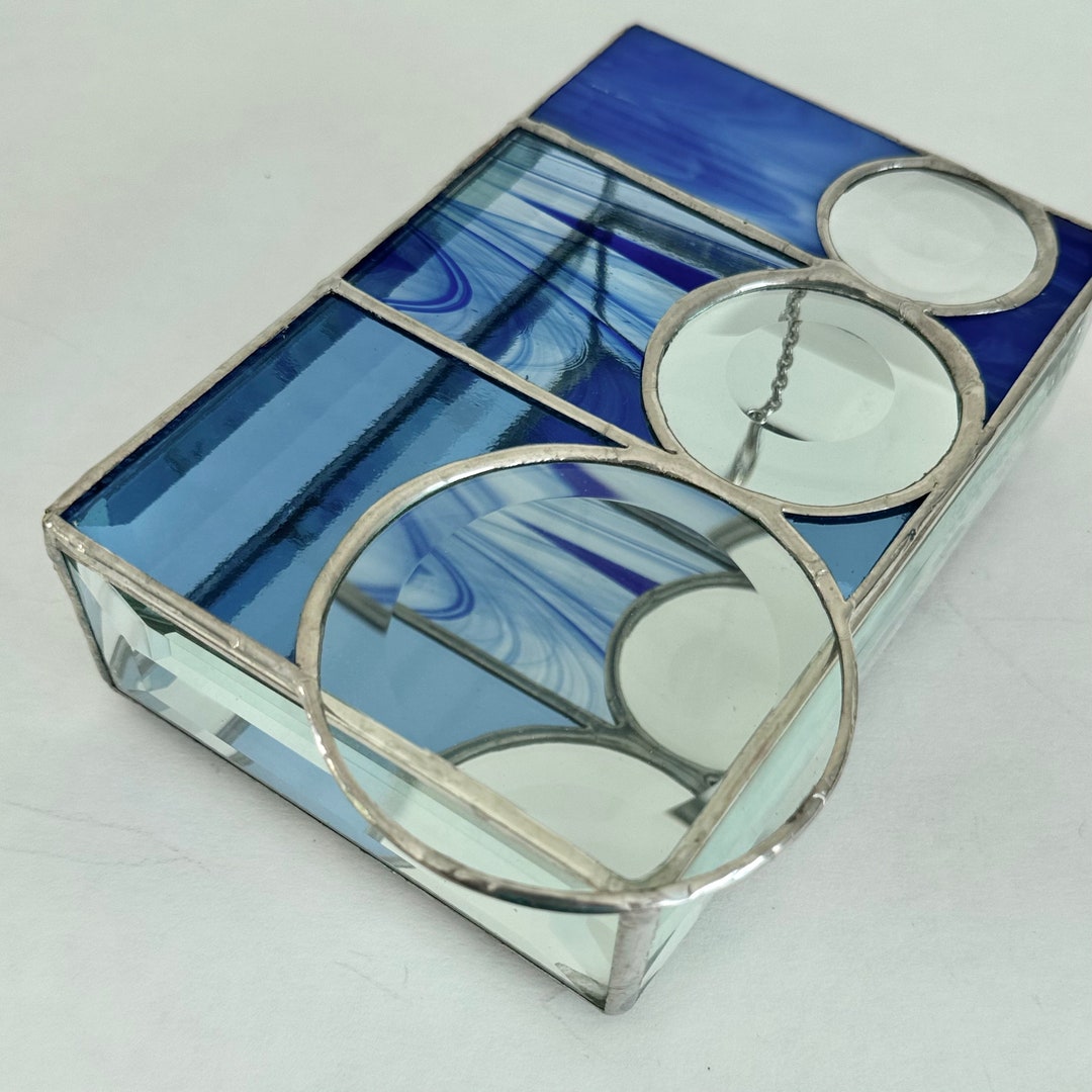 Cobalt Blue Stained Glass Box, Stained Glass Jewelry Box, Stained Glass ...