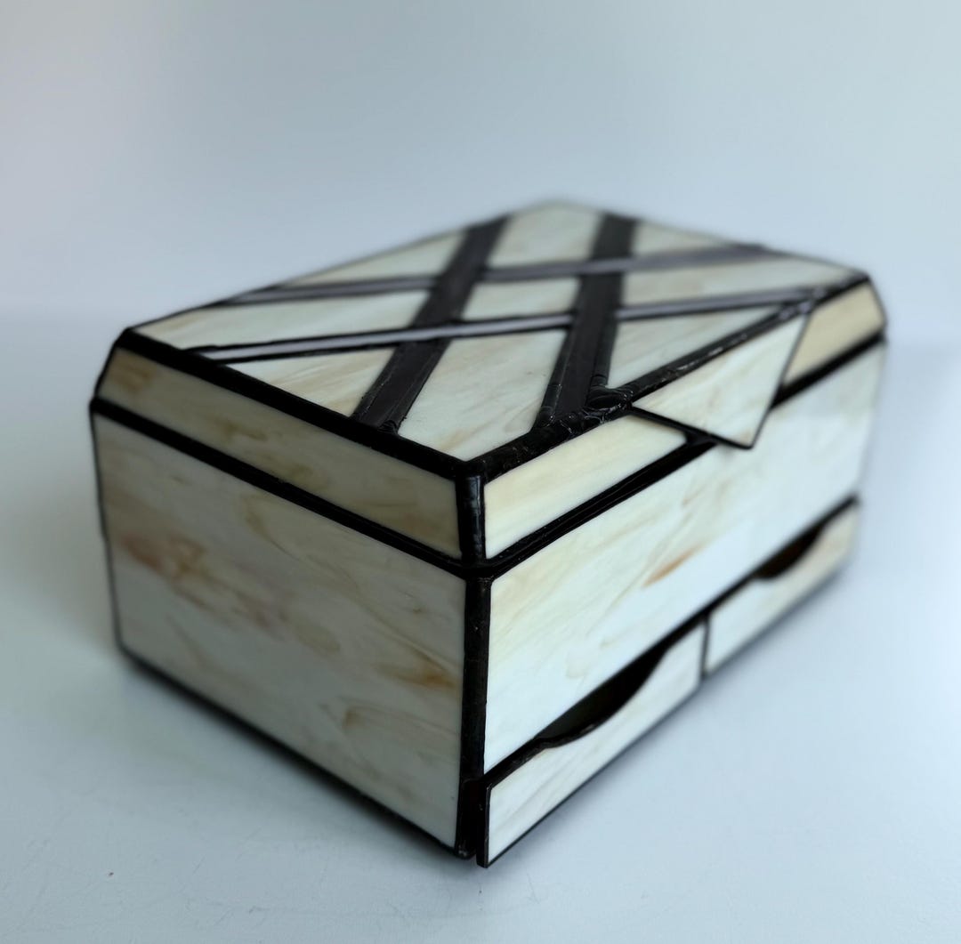 Multi-level Stained Glass Jewelry Box, Plum and Golden Brown Stained ...