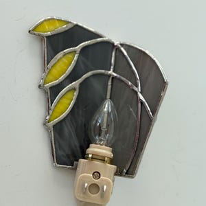 Yellow and Gray Stained Glass Electric Night Light, Flower Nightlight ...