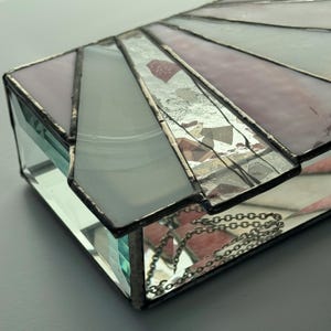 Pink Stained Glass Jewelry Box, Pink and White Stained Glass ...