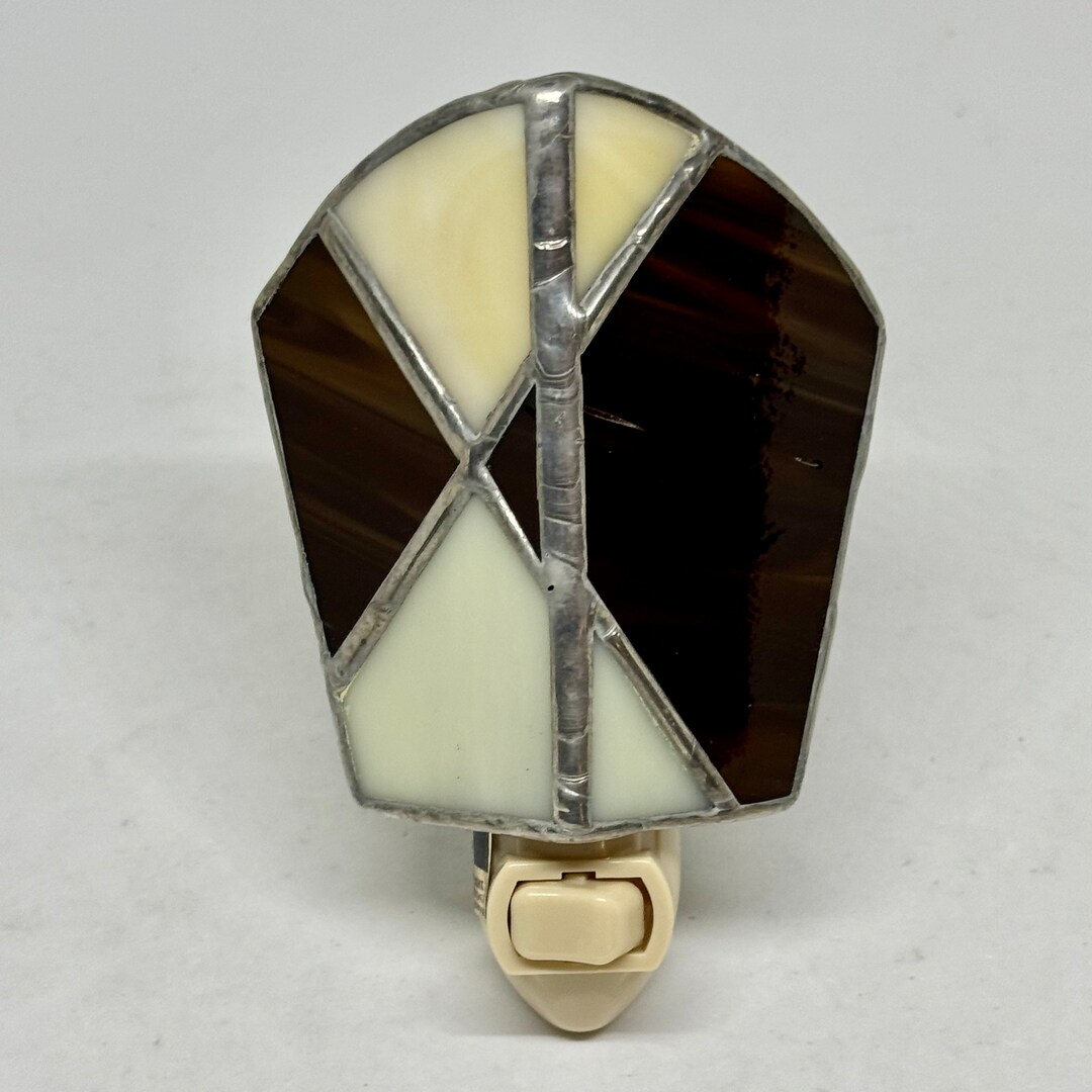 Brown Stained Glass Nightlight, Beige Stained Glass, Abstract Stained ...