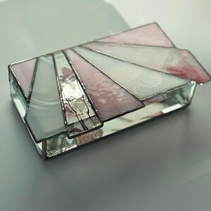 Pink Stained Glass Jewelry Box, Pink and White Stained Glass ...