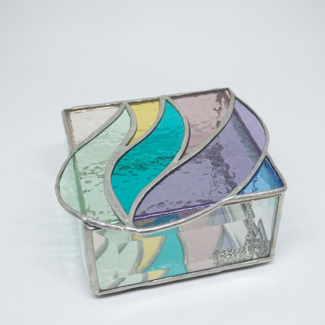 Rainbow Stained Glass Jewelry Box, Abstract Stained Glass, Glass ...
