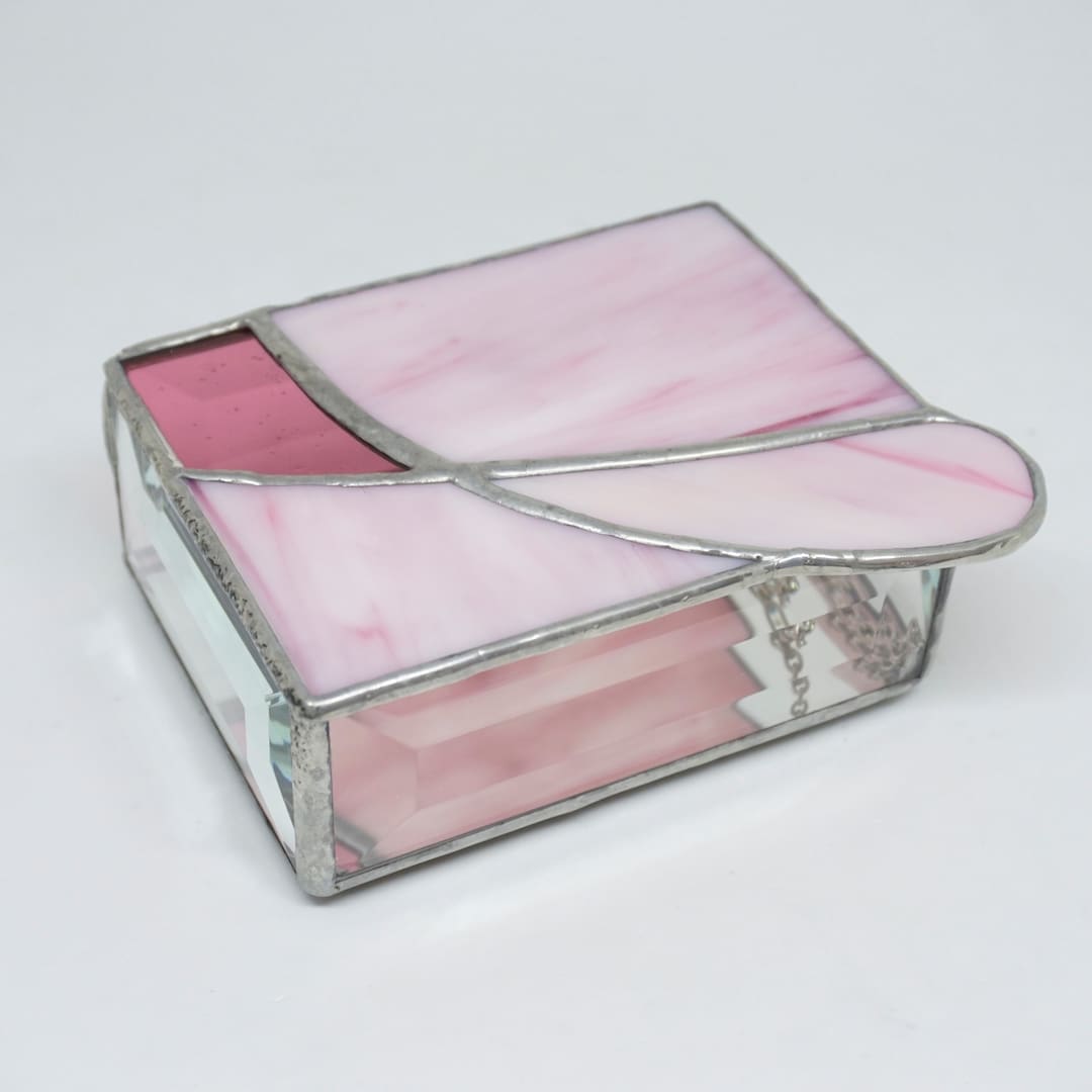 Stained Glass Box, Stained Glass Jewelry Box, Glass Jewelry Box, Pink ...