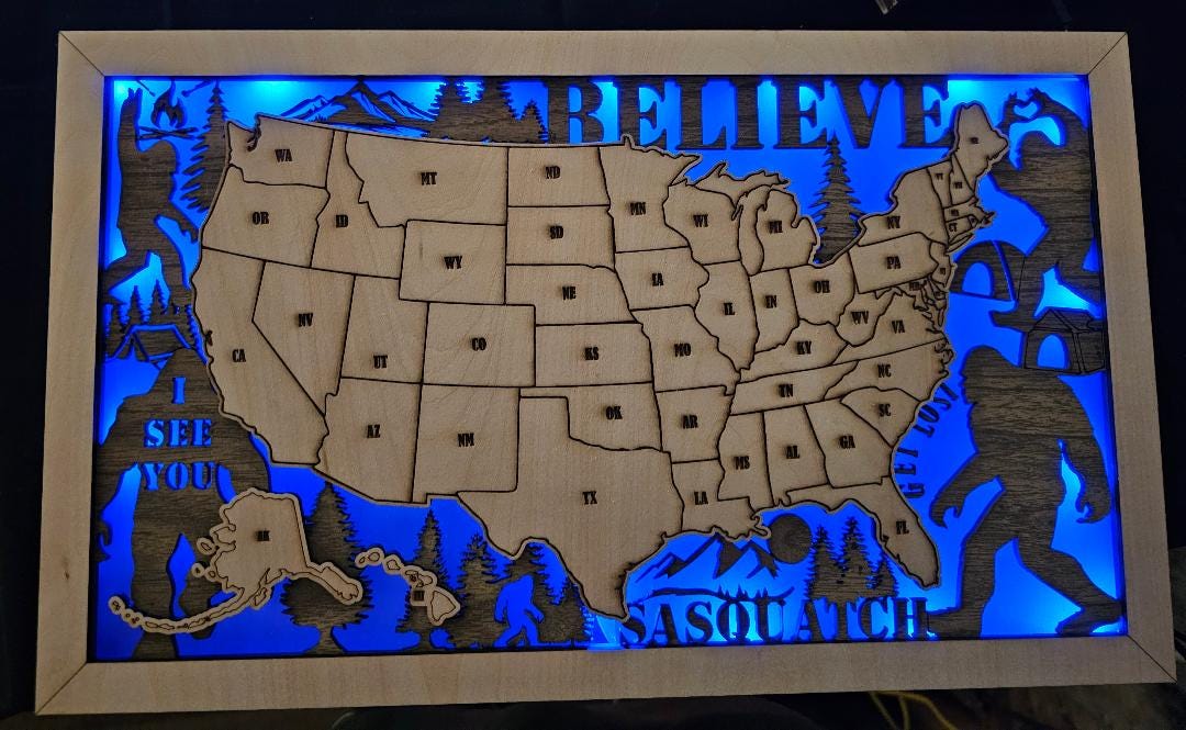 Sasquatch Travel Map | Digital Cut File | Bigfoot Explorer SVG, PNG ...