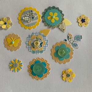 Die Cut Flowers Turquoise Paper Flowers Handmade Junk Journal Flowers ...