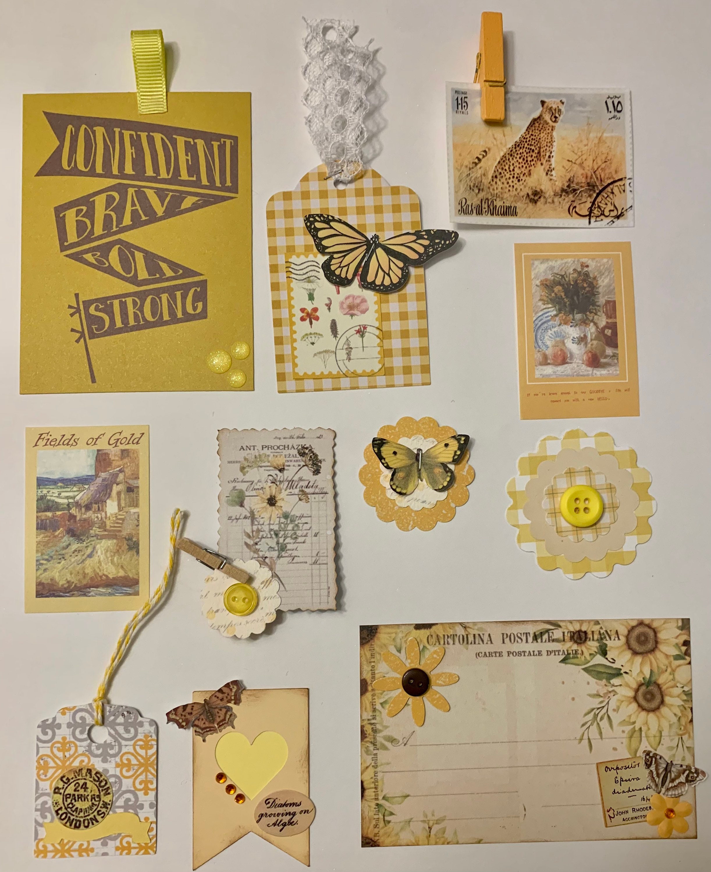 Yellow Junk Journal Kit Scrapbook Embellishments Supplies Die Cuts ...