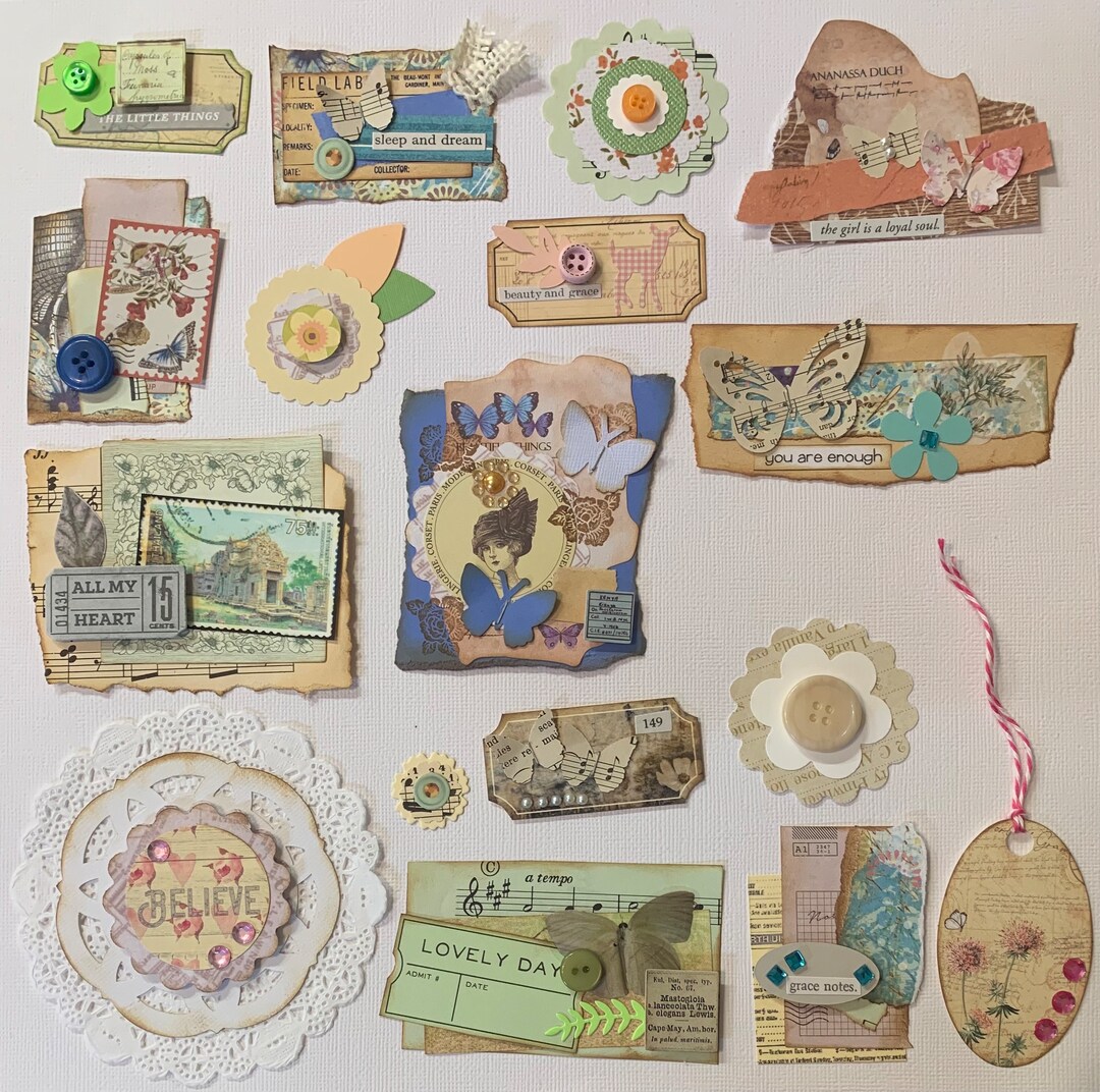 Junk Journal Clusters Embellishments Scrapbook Kit Ephemera Scrapbook ...