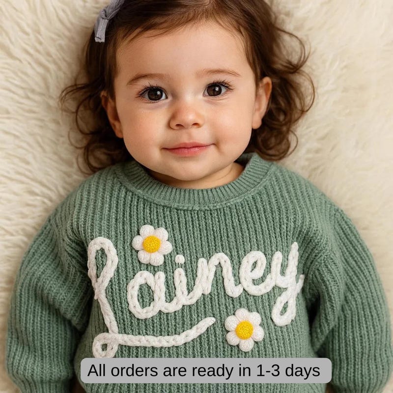Hand Knit Flowers Sweater - Etsy