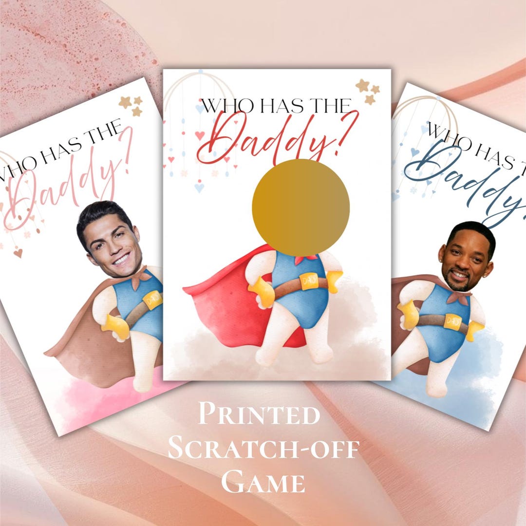 Baby Shower Scratch off Game – Who Has the Dad? Funny Baby Daddy Game ...